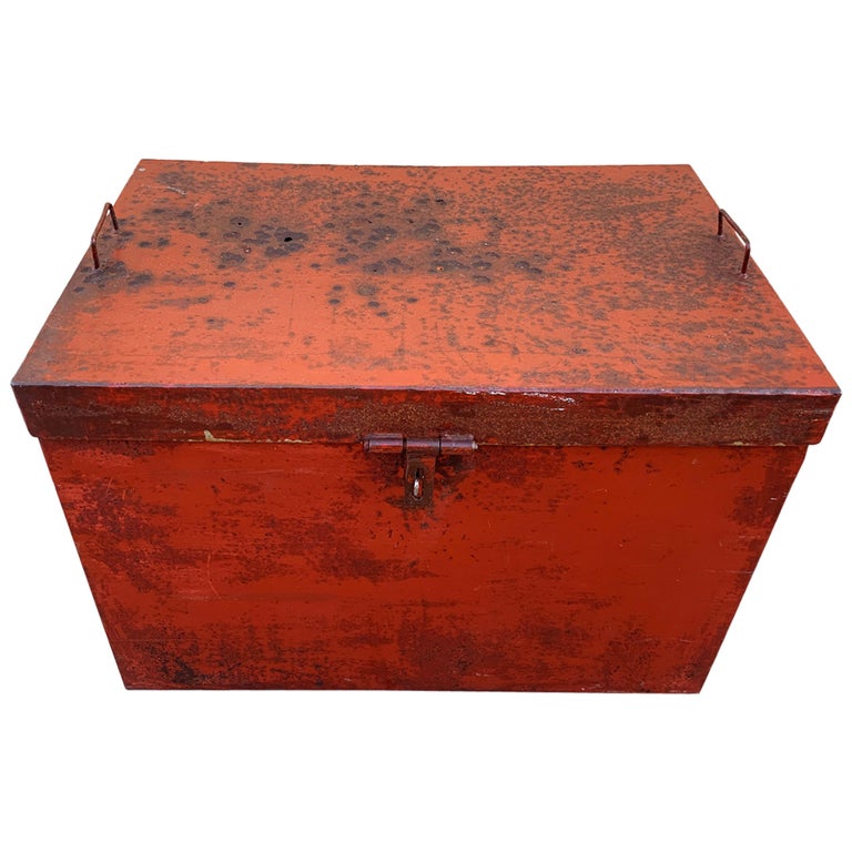 Handmade Vintage Craftsman Metal Storage Box with Distressed Patina For ...