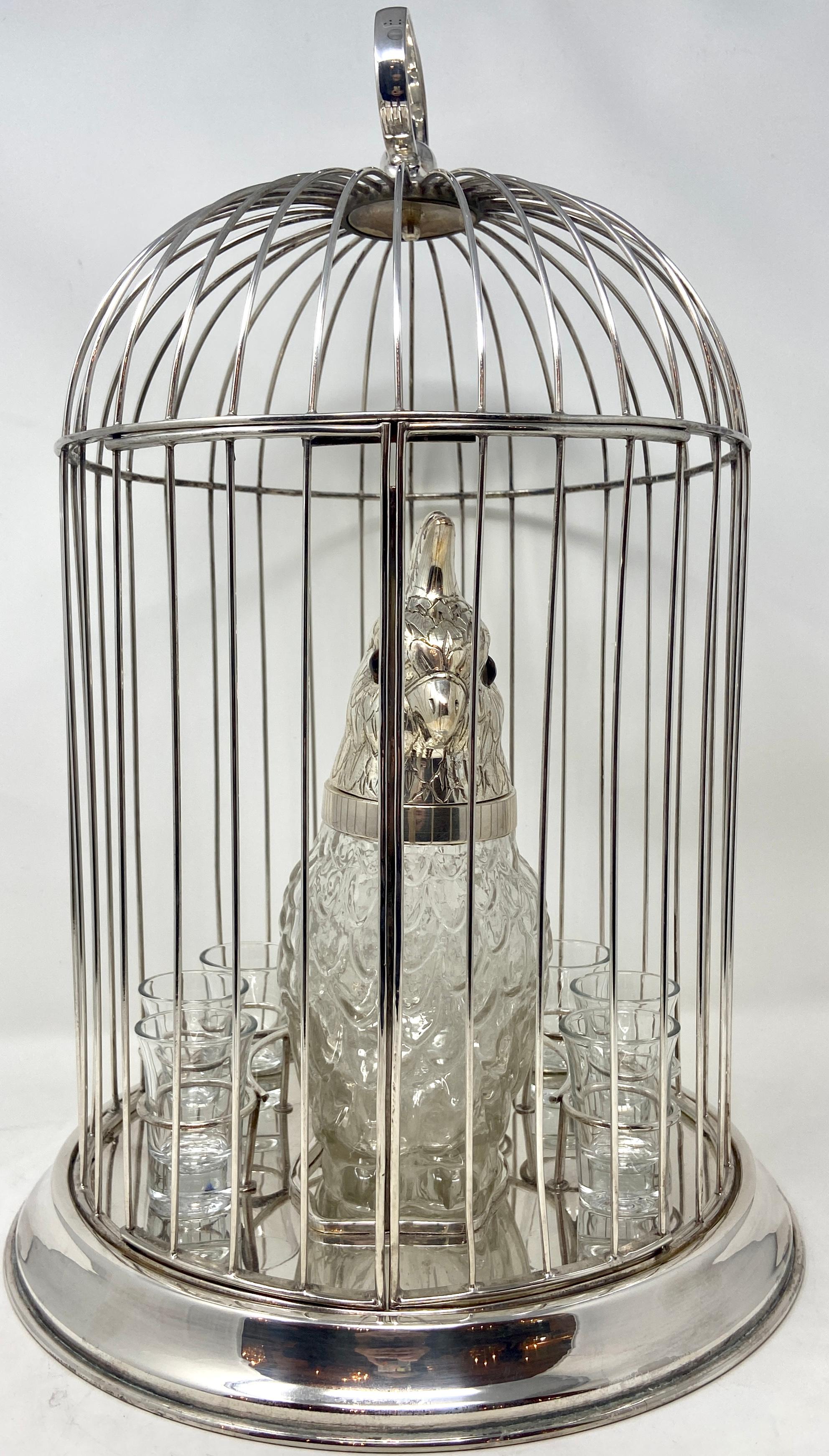 Handmade Vintage English Silver-Plate and Cut Glass 10 Piece Birdcage ...