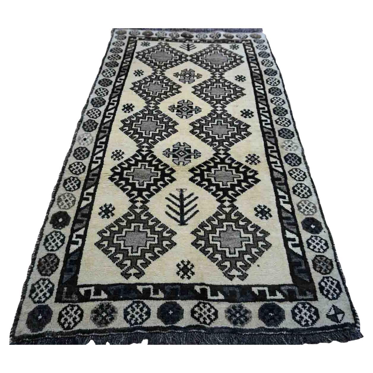 Handmade Modern Gabbeh Style Blue Wool Rug with Minimalist Motif For ...