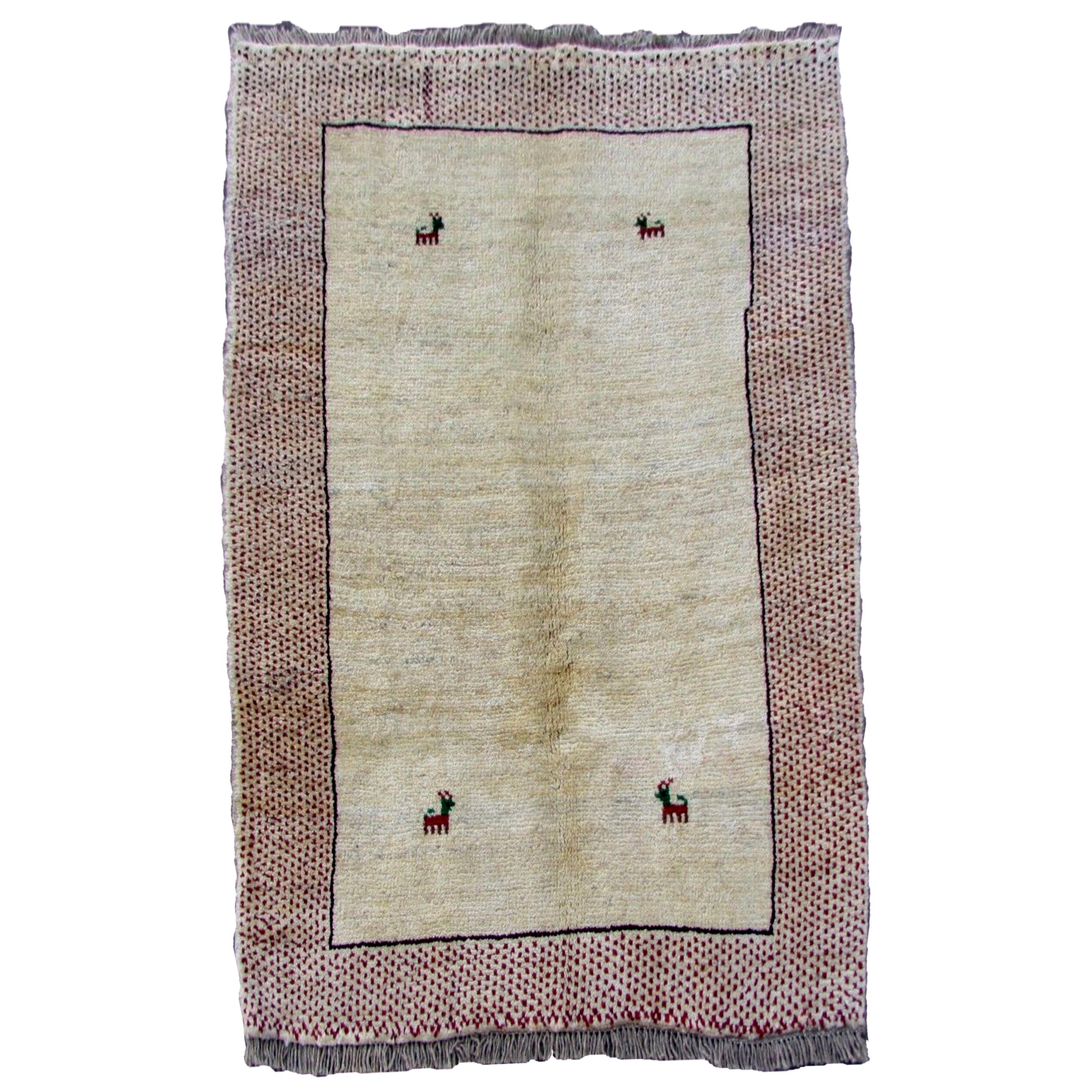 Handmade Vintage Gabbeh Style Rug, 1970s, 1C590 at 1stDibs