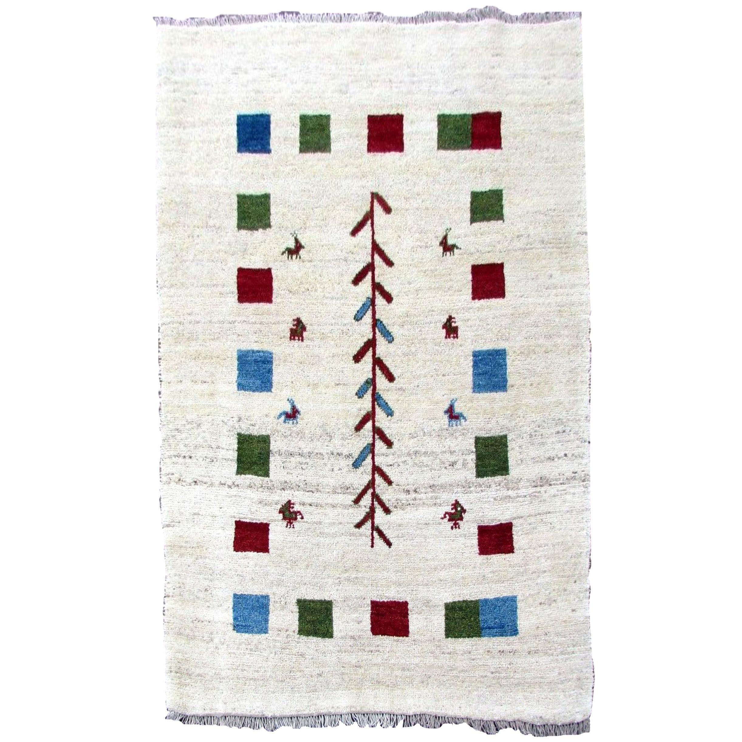Handmade Vintage Gabbeh Style Rug, 1980s, 1Q0001 at 1stDibs