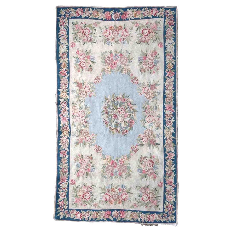 Handmade Vintage Indian Embroidery Rug, 1950s, 1P120 For Sale at 1stDibs