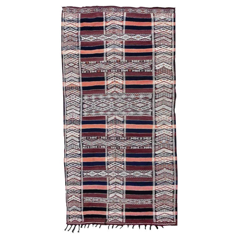 Handmade Vintage Moroccan Berber Kilim, 1950s, 1P124 For Sale at 1stDibs