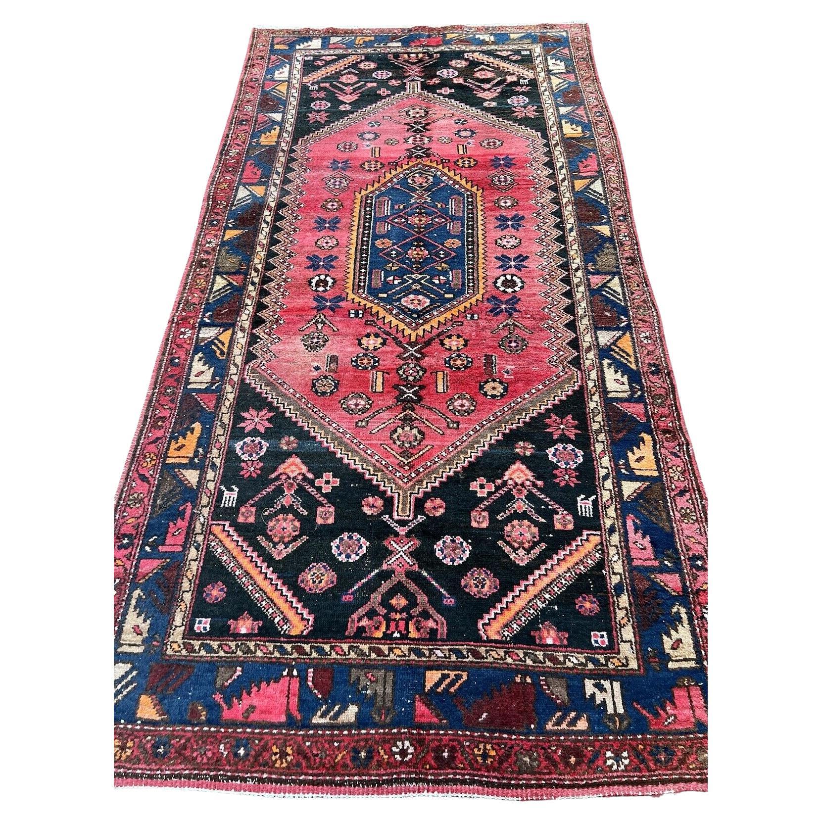 Handmade Vintage Persian Style Hamadan Rug 3.4' x 5.2', 1970s - 1S65 ...