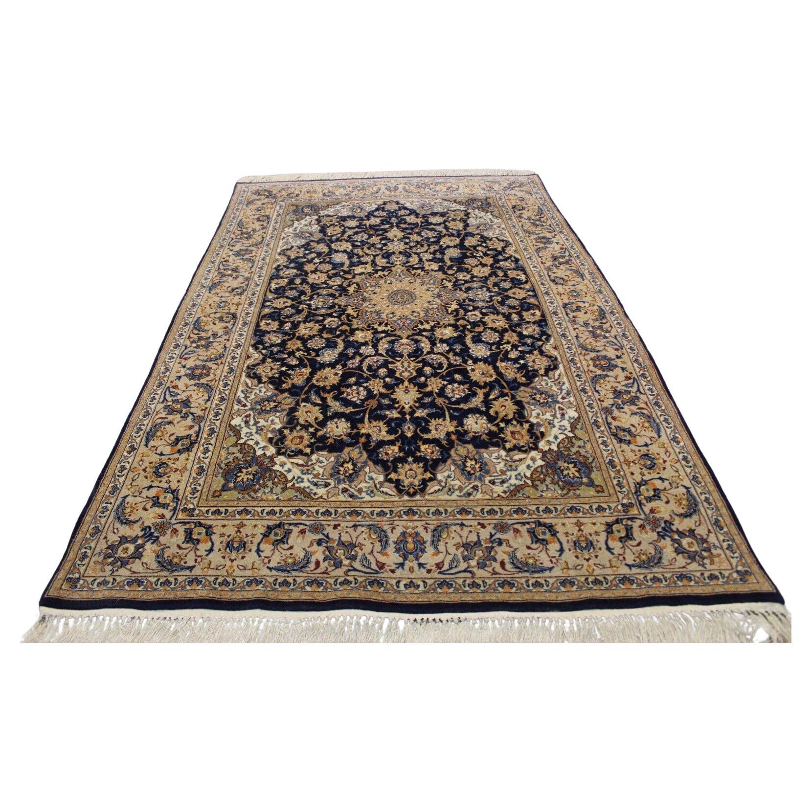 Handmade Vintage Persian Style Nain Silk Rug 3.4' x 5.5', 1950s - 1K38 ...