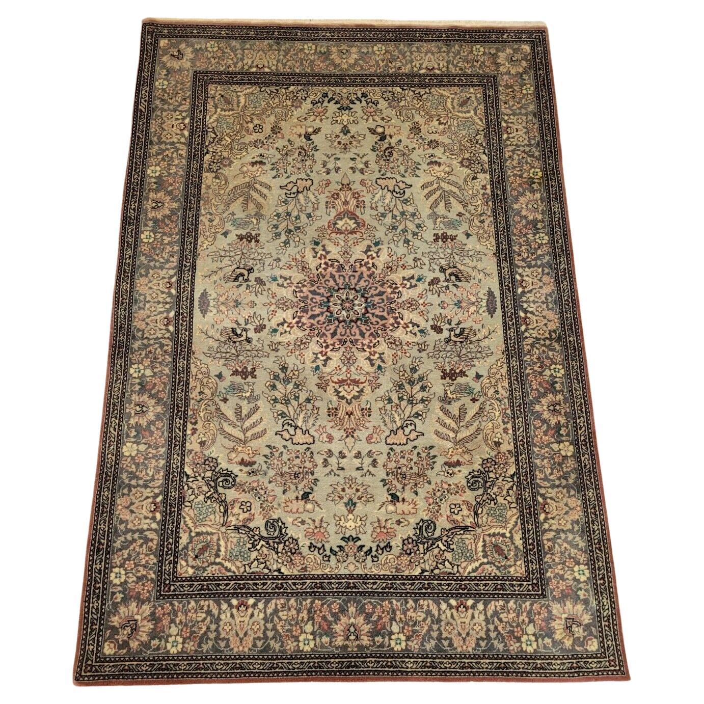 Handmade Vintage Persian Style Qum Rug 3.6' x 5.3', 1970s - 1L12 For ...