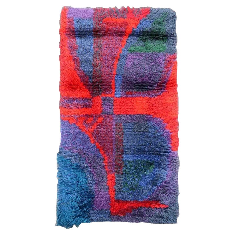 Handmade Vintage Swedish Rya Rug, 1950s, 1P115 For Sale at 1stDibs