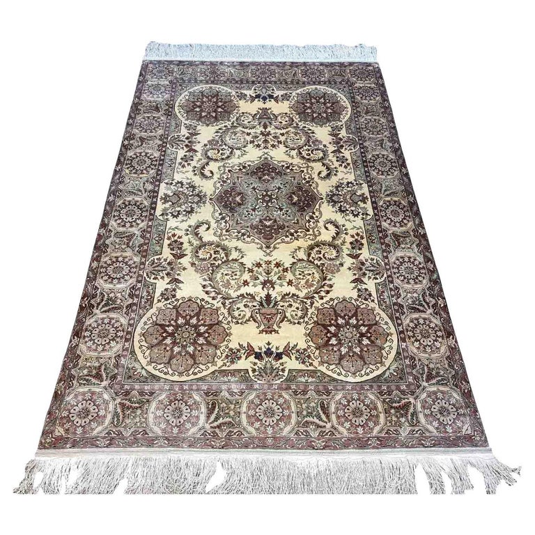 Handmade Vintage Turkish Kayseri Silk Rug, 1970s, 1D08 For Sale at 1stDibs