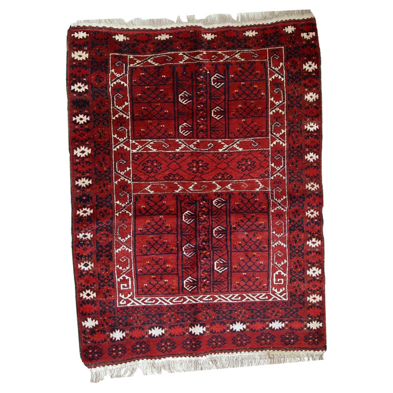 Handmade Vintage Turkmen Engsi Rug, 1970s, 1c431 For Sale at 1stDibs