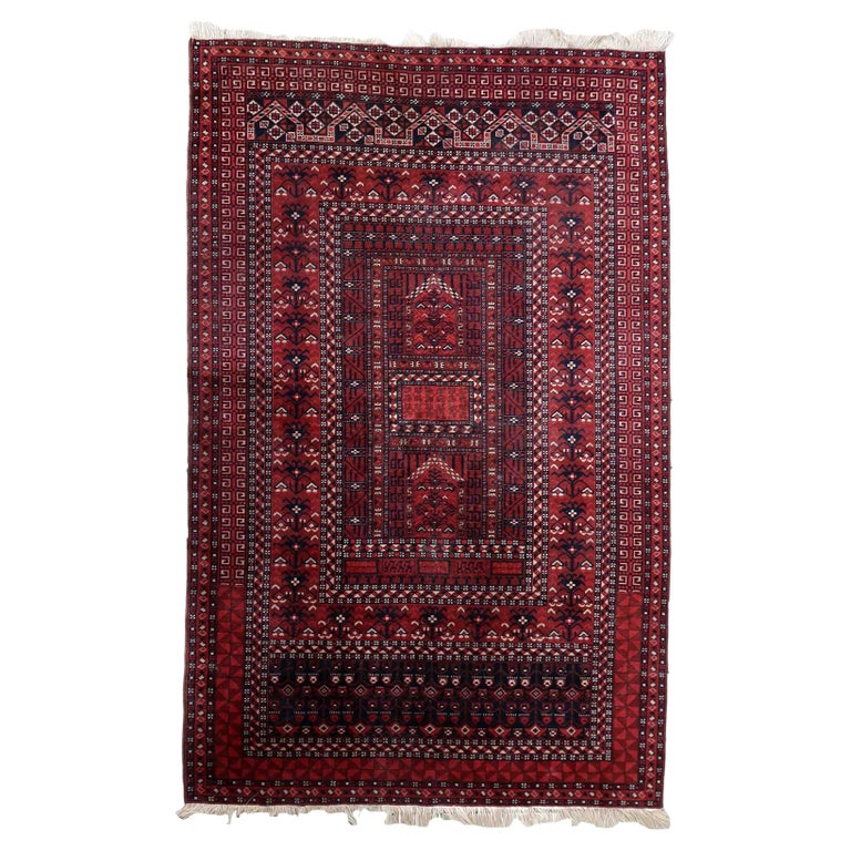 Handmade Vintage Turkmen Hachli Rug, 1960s, 1C1055 For Sale at 1stDibs
