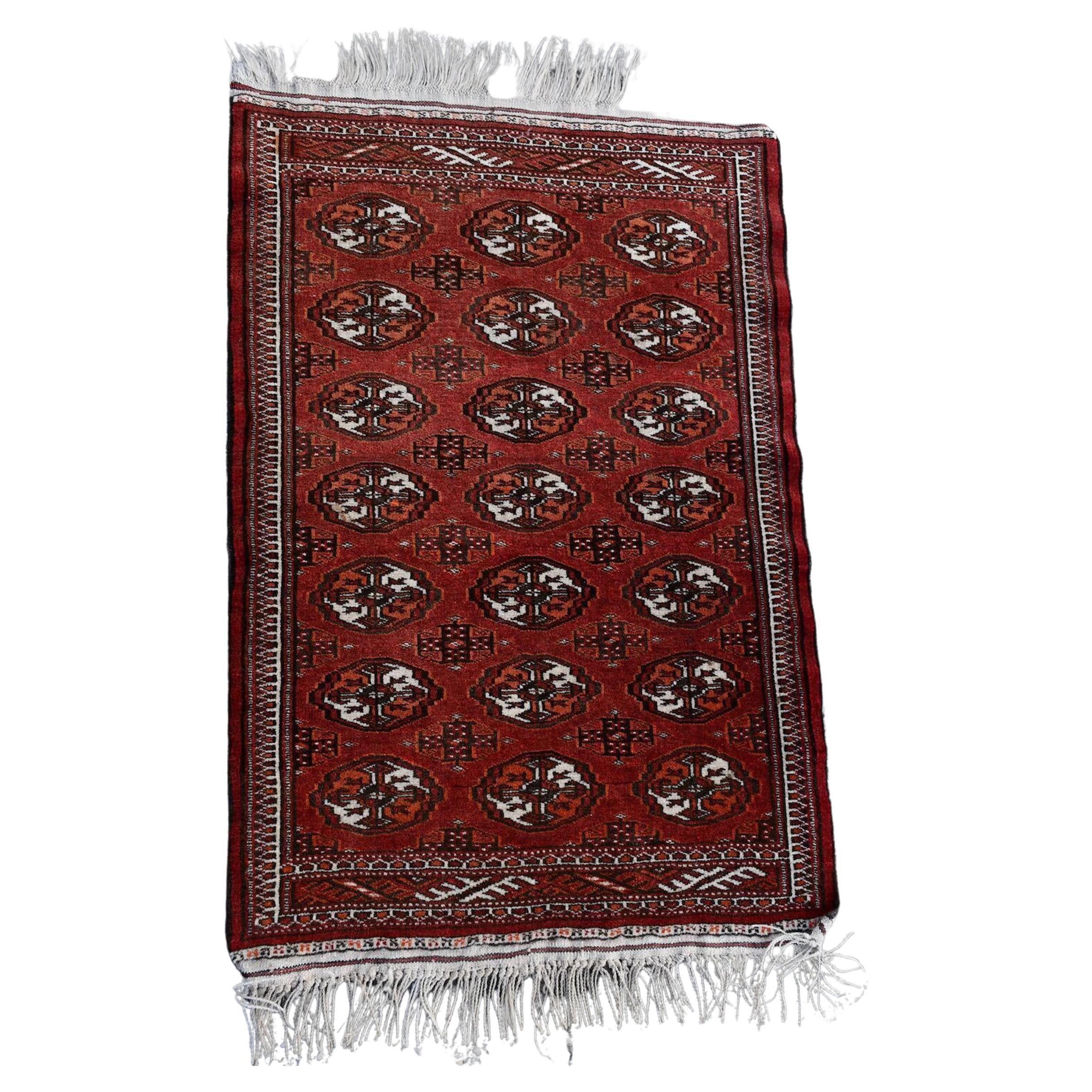 Handmade Vintage Turkmen Hachli Rug, 1960s, 1C1055 For Sale at 1stDibs