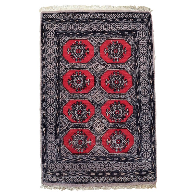 Handmade Vintage Uzbek Bukhara Rug, 1970s, 1Cc1009 For Sale at 1stDibs