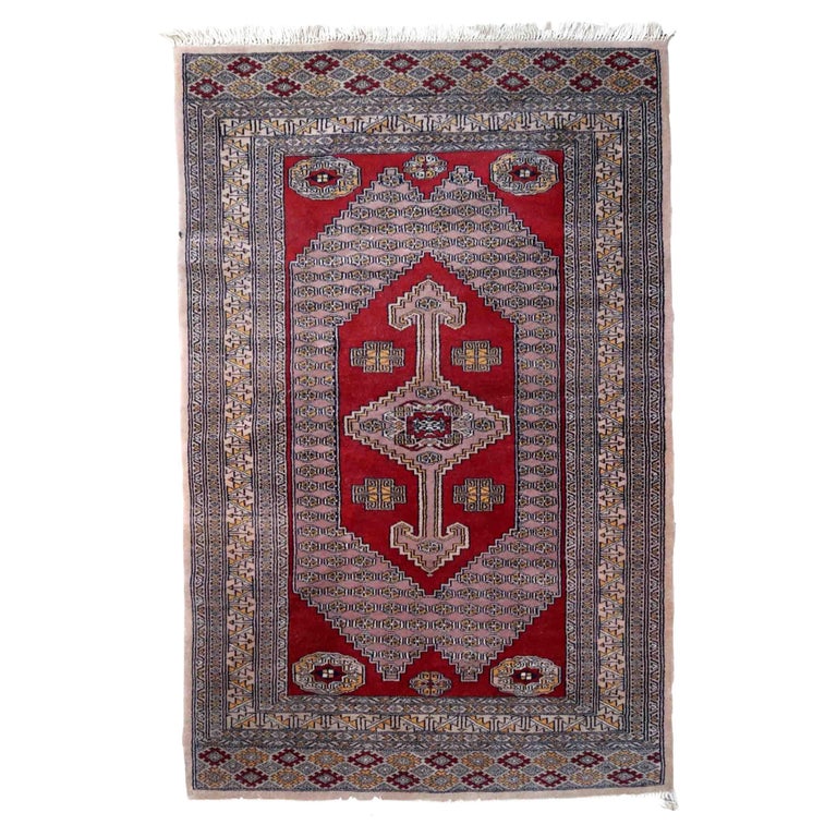 Handmade Vintage Uzbek Bukhara Rug, 1970s, 1C945 For Sale at 1stDibs