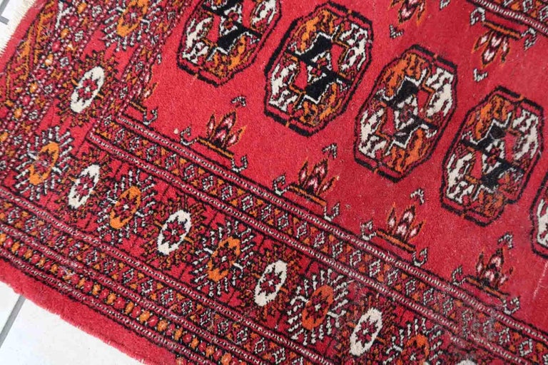 Handmade Vintage Uzbek Bukhara Rug, 1970s, 1C955 For Sale at 1stDibs