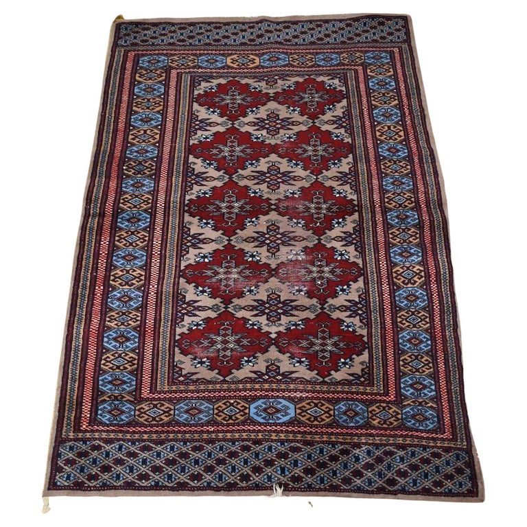 Handmade Vintage Uzbek Bukhara Rug 1960s, 1G51 For Sale at 1stDibs