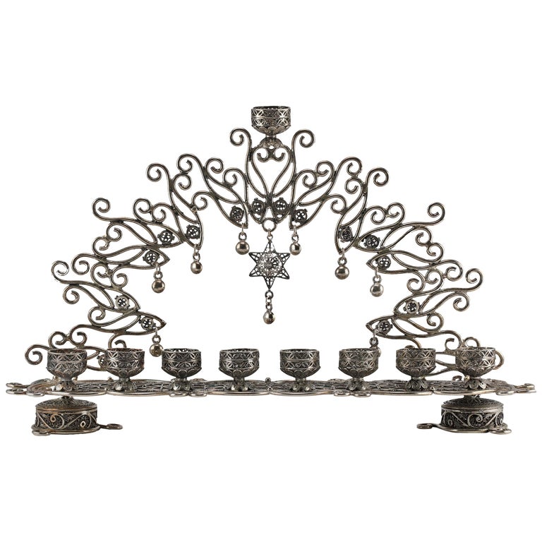 Handmade Whimsical Hanging Sterling Silver Menorah for Hanukkah ...