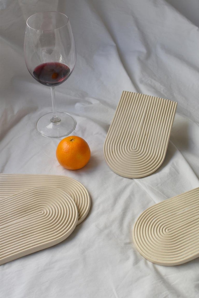 Handmade White Matte Modern Geometric Pitágoras Ceramic Cheese Platter ...