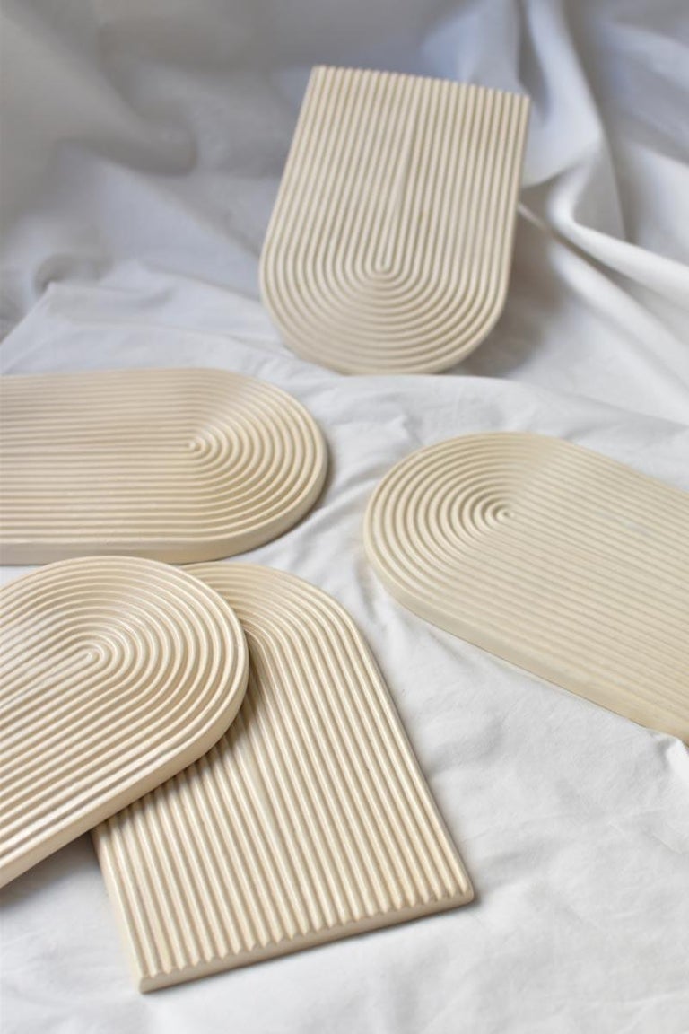 Handmade White Matte Modern Geometric Pitágoras Ceramic Cheese Platter ...