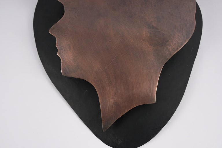 Handmade Woman's Head Wall Lamp in Solid Copper and Metal For Sale at ...