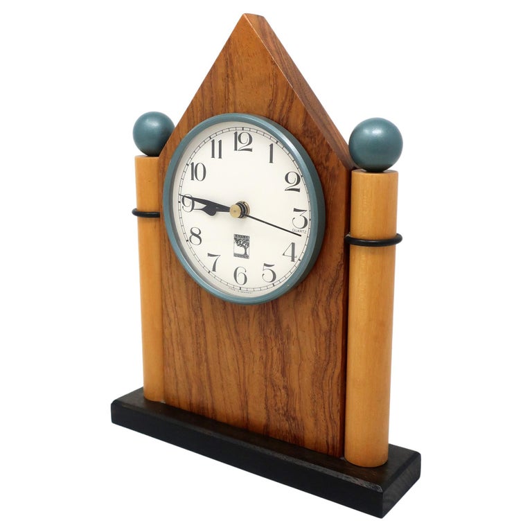 Handmade Wood Mantle Clock by Kasnak Designs '1990' at 1stDibs