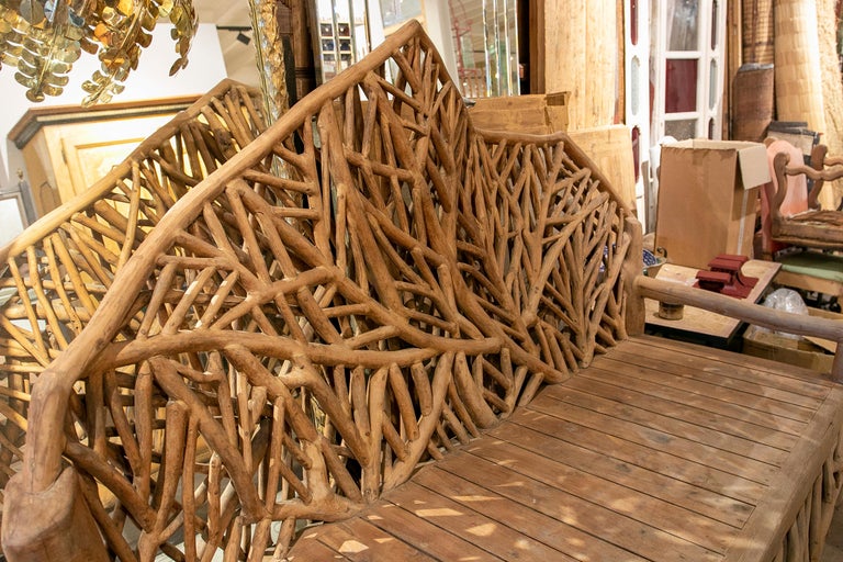 Handmade Wooden Sofa Made of Wooden Logs for the Garden For Sale at 1stDibs