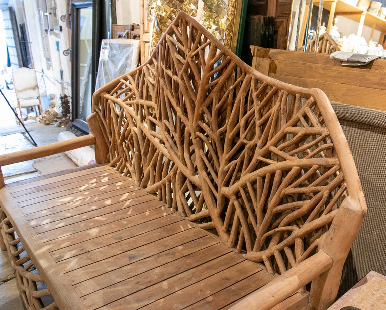 Handmade Wooden Sofa Made of Wooden Logs for the Garden For Sale at 1stDibs