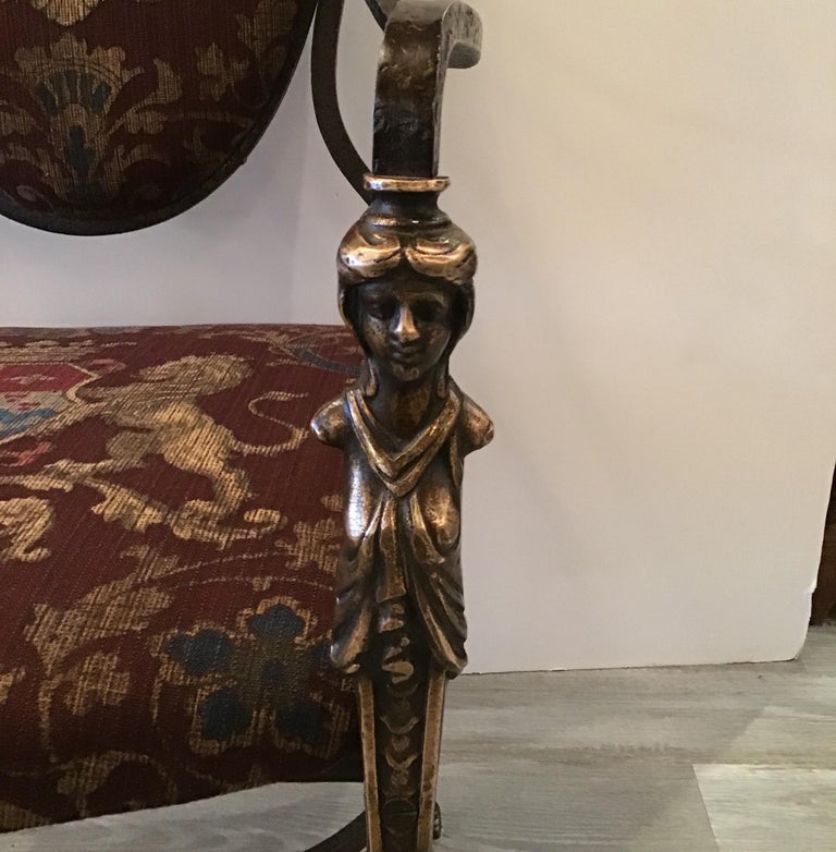 Handmade Wrought Iron and Burnished Brass Throne Chair with Armorial ...