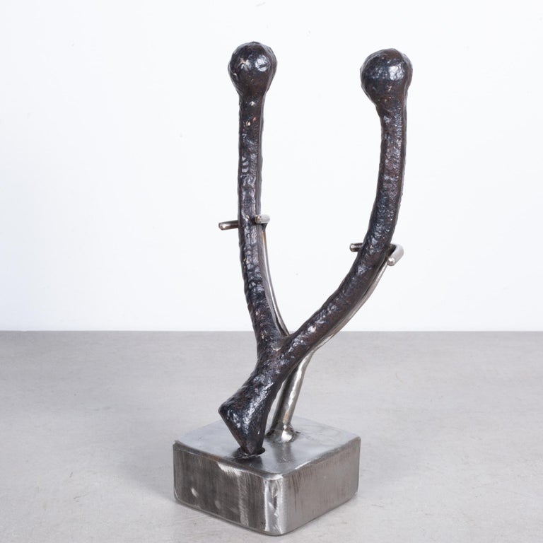 Handmade Wrought Iron Wishbone on Custom Stand For Sale at 1stDibs