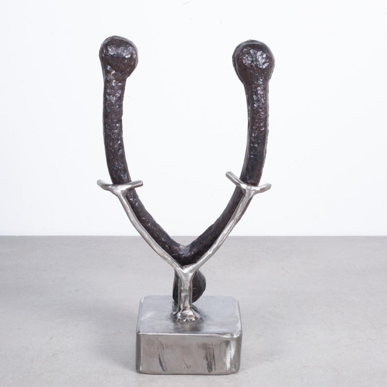 Handmade Wrought Iron Wishbone on Custom Stand For Sale at 1stDibs