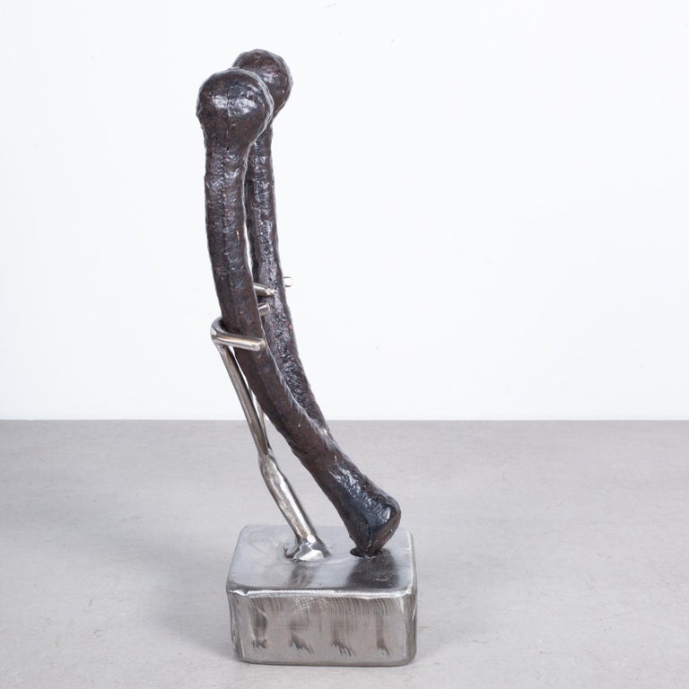 Handmade Wrought Iron Wishbone on Custom Stand For Sale at 1stDibs