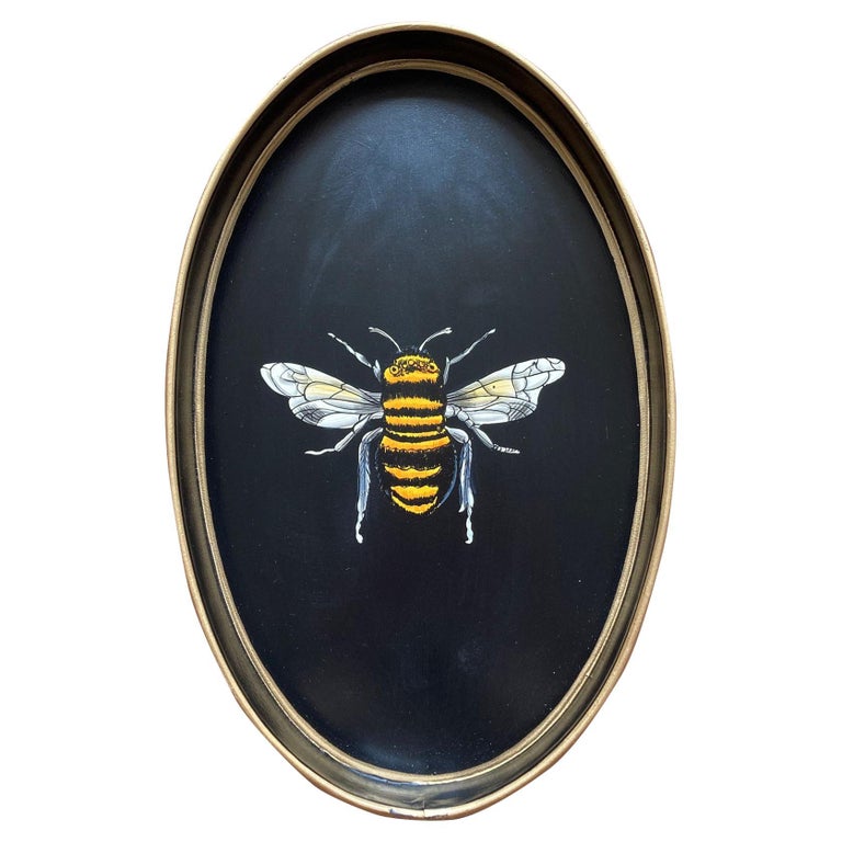 Handpainted Decorative Iron Tray Bee Black at 1stDibs