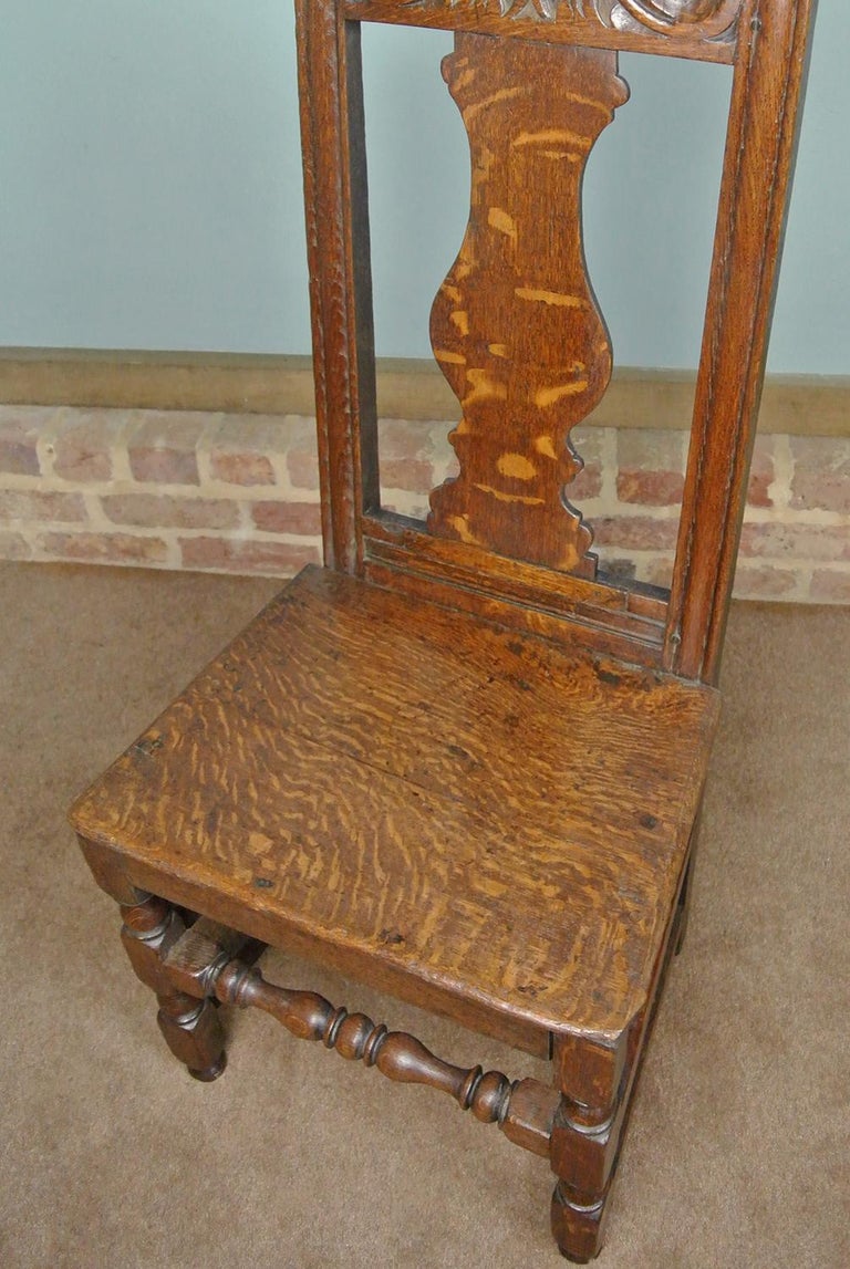 Handsome 17th Century Oak High Back Chair c. 1675 For Sale at 1stDibs