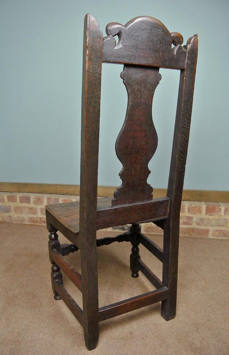 Handsome 17th Century Oak High Back Chair c. 1675 For Sale at 1stDibs