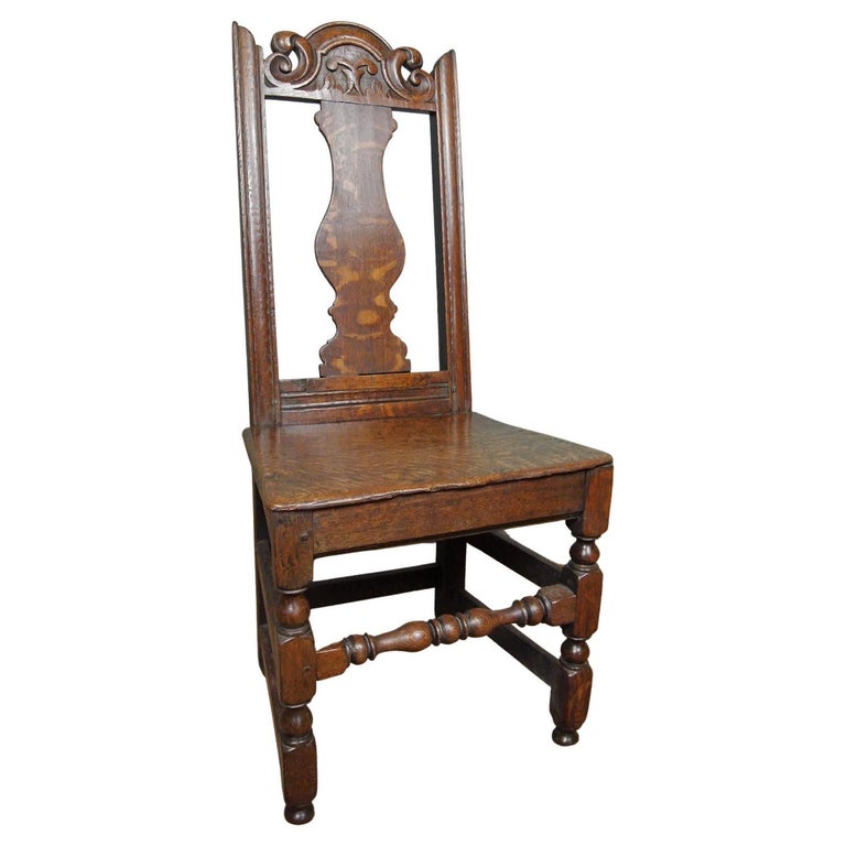 Handsome 17th Century Oak High Back Chair c. 1675 For Sale at 1stDibs