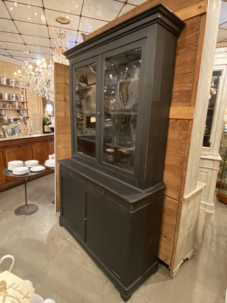 Handsome 2-Part Display Cabinet-France, 1900s Matte Black For Sale at ...