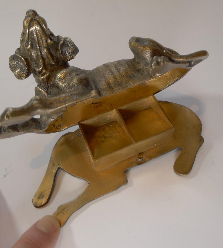 Handsome Antique English Bronze Dog Double Postage Stamp Box, c.1880 at ...