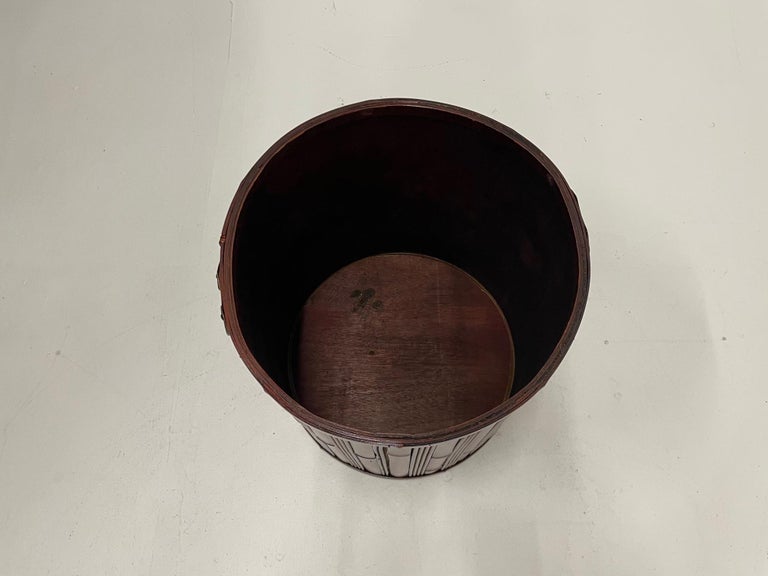 Handsome Bamboo Container Hamper with Metal Handles For Sale at 1stDibs