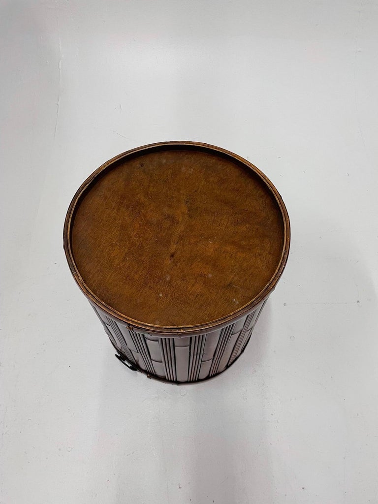 Handsome Bamboo Container Hamper with Metal Handles For Sale at 1stDibs