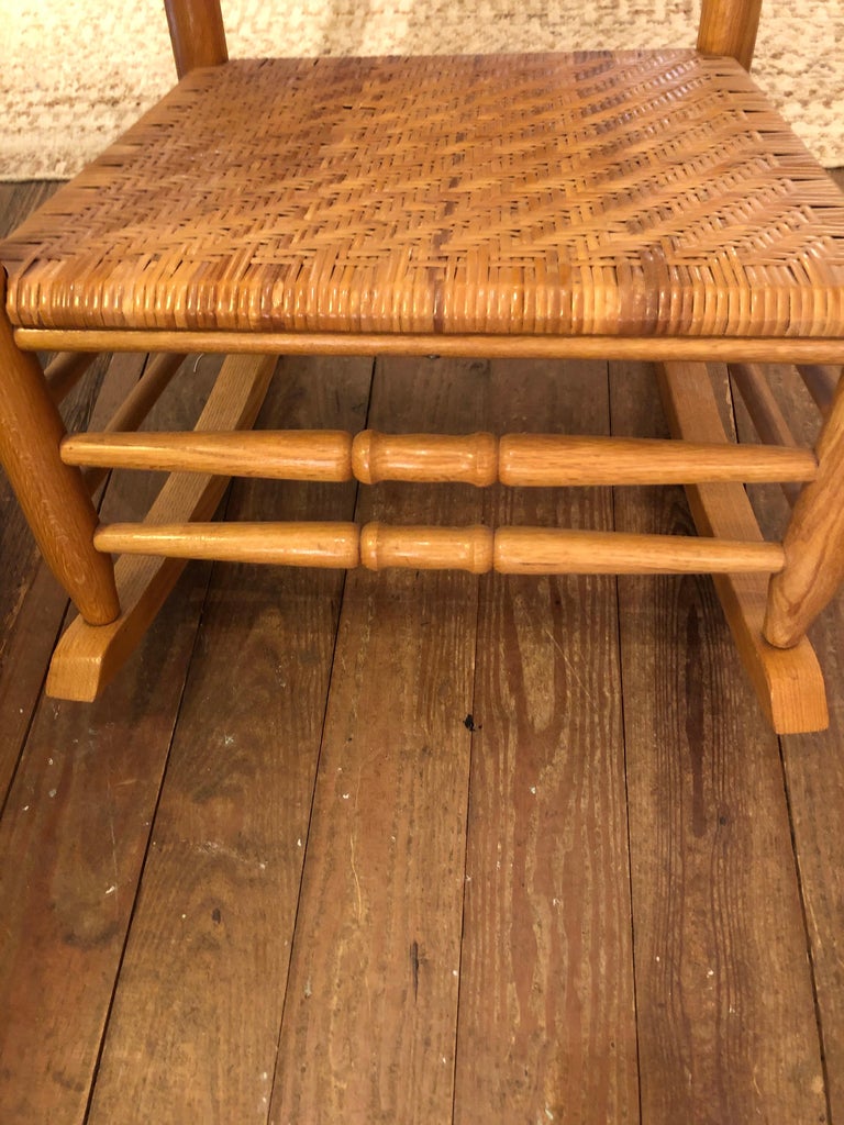 Handsome Comfy Shaker Style Oak and Caned Rocking Chair at 1stDibs ...