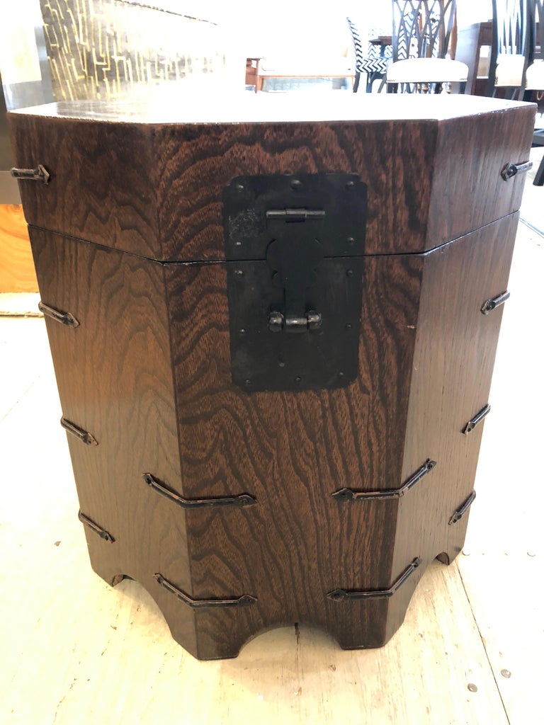 Handsome Dark Wood Octagonal Chest End Table For Sale at 1stDibs ...