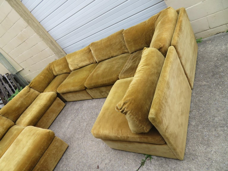 Handsome Eight-Piece Signed Milo Baughman Sectional Cube Sofa Mid ...