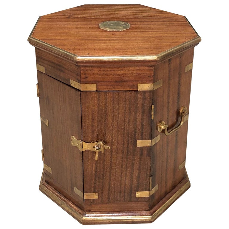 Handsome English Mahogany Brass Bound Octagonal Campaign Table at 1stDibs