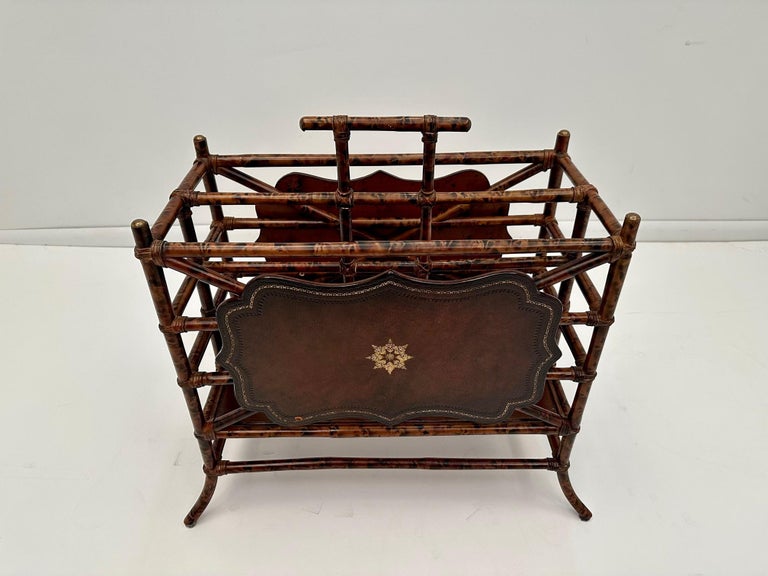 Handsome Faux Tortoise Finished Tooled Leather Maitland Smith Magazine ...