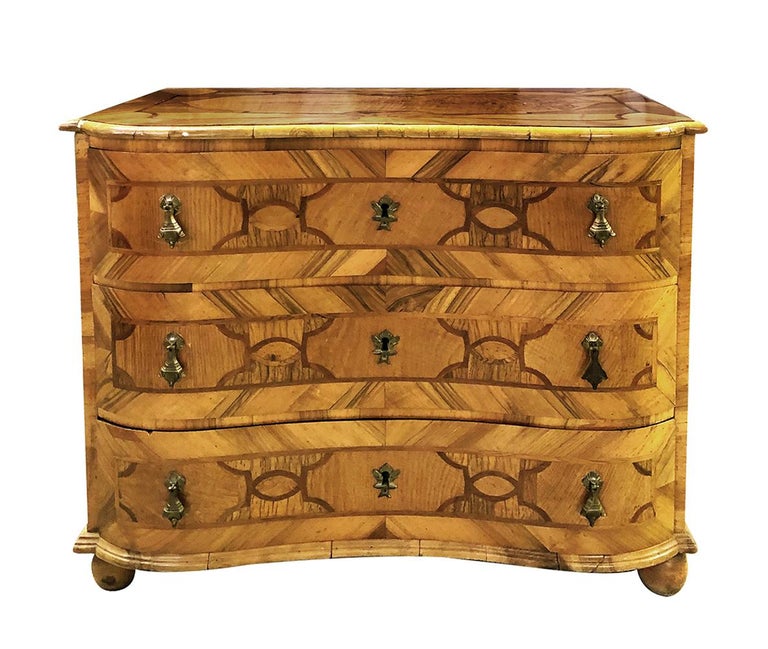 Handsome German Baroque Style Reverse-Serpentine Parquetry 3-Drawer ...
