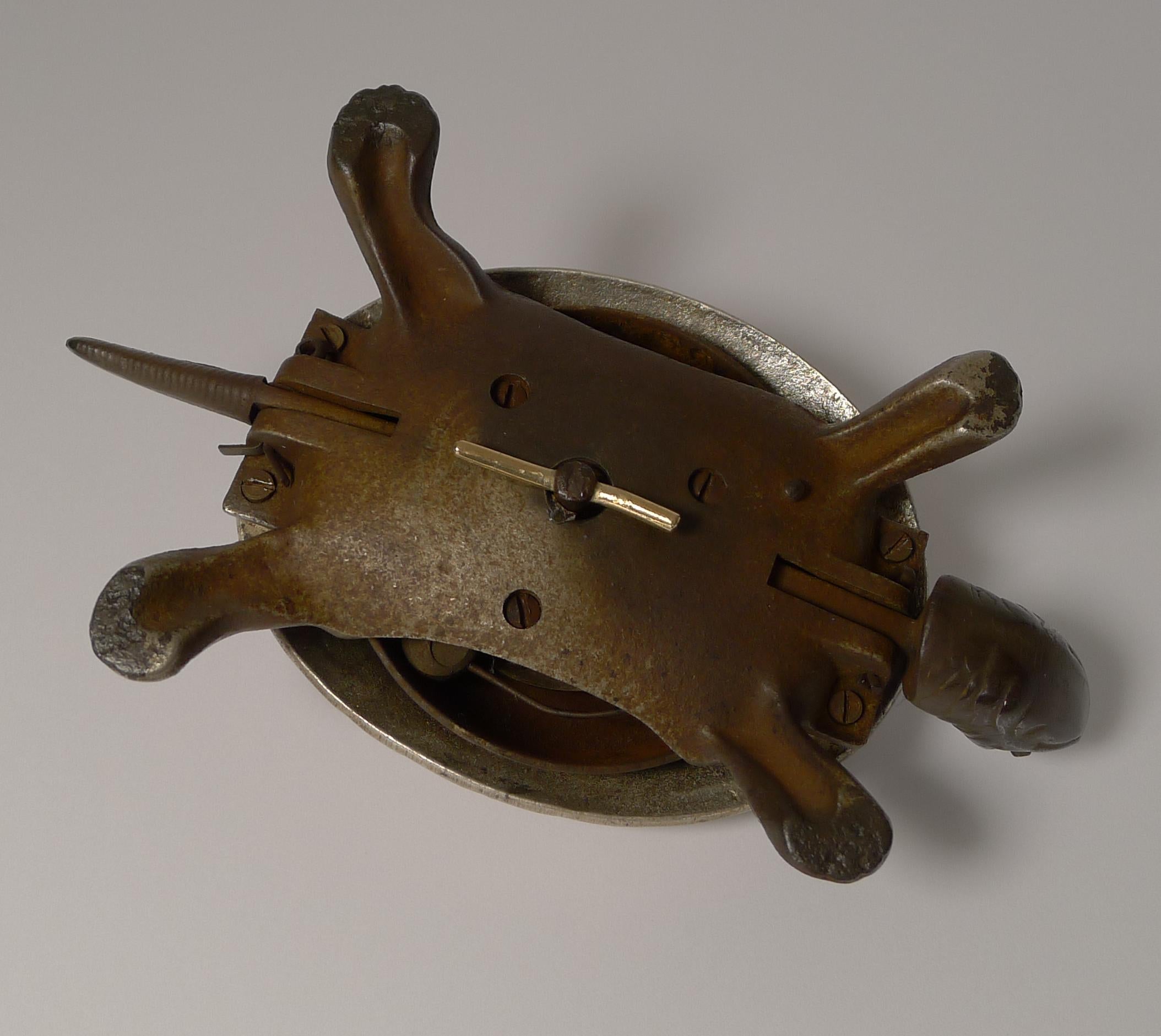 Handsome German Figural Mechanical Desk or Counter Bell, Tortoise at ...