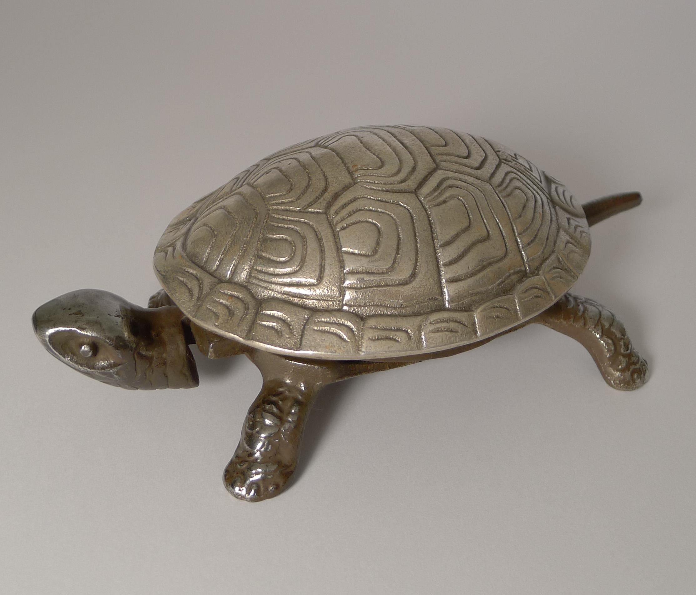 Handsome German Figural Mechanical Desk or Counter Bell, Tortoise at ...