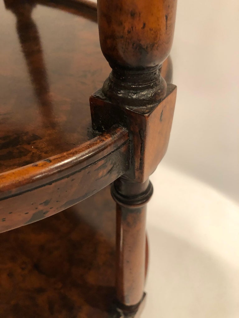 Handsome Henredon Oval 3 Tier Burlwood Side Table at 1stDibs