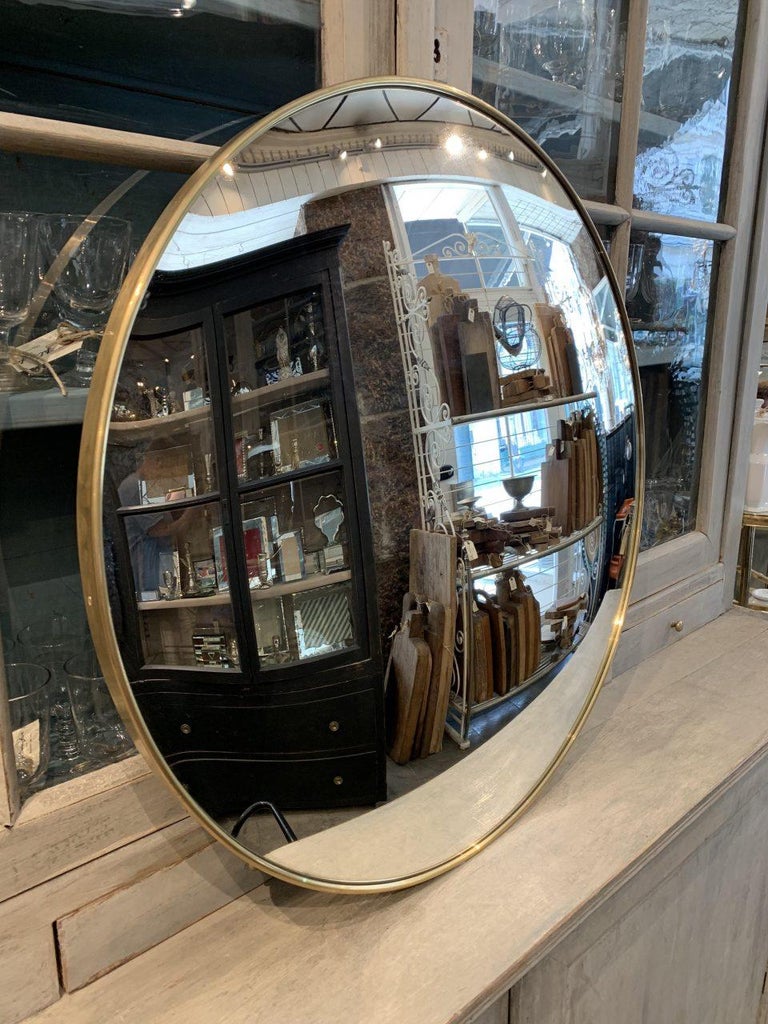 Brass Convex/Butler's Mirror-Italy 1960s at 1stDibs