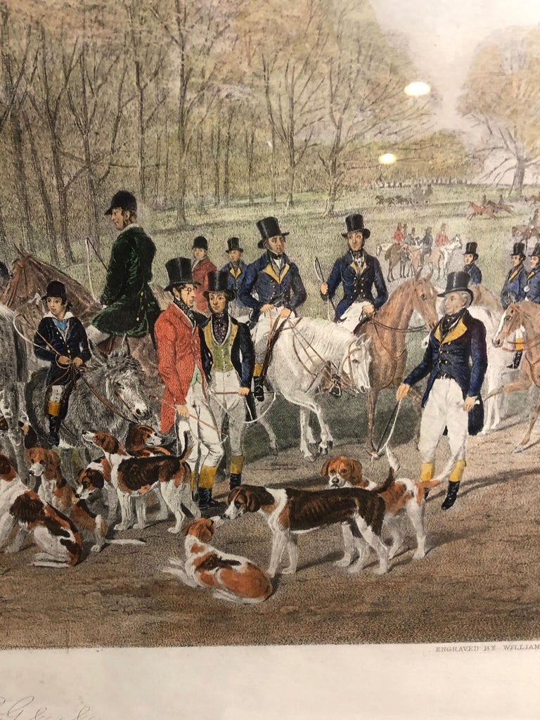 Handsome Large English Hunt Scene Engraving at 1stDibs