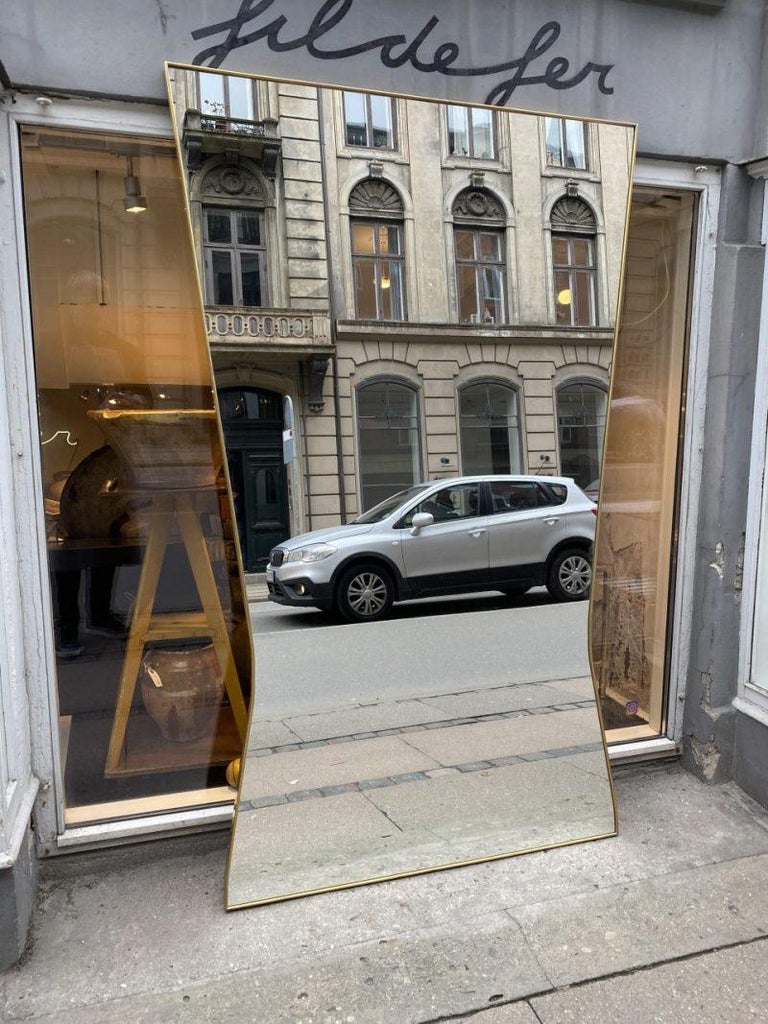 Handsome Large Mid-Century Brass Mirror, Italy For Sale at 1stDibs